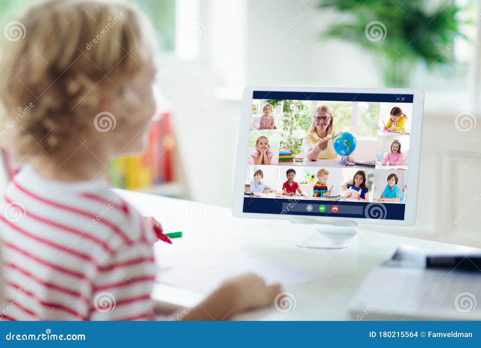 Online Remote Learning. School Kids with Computer Stock Photo - Image ...