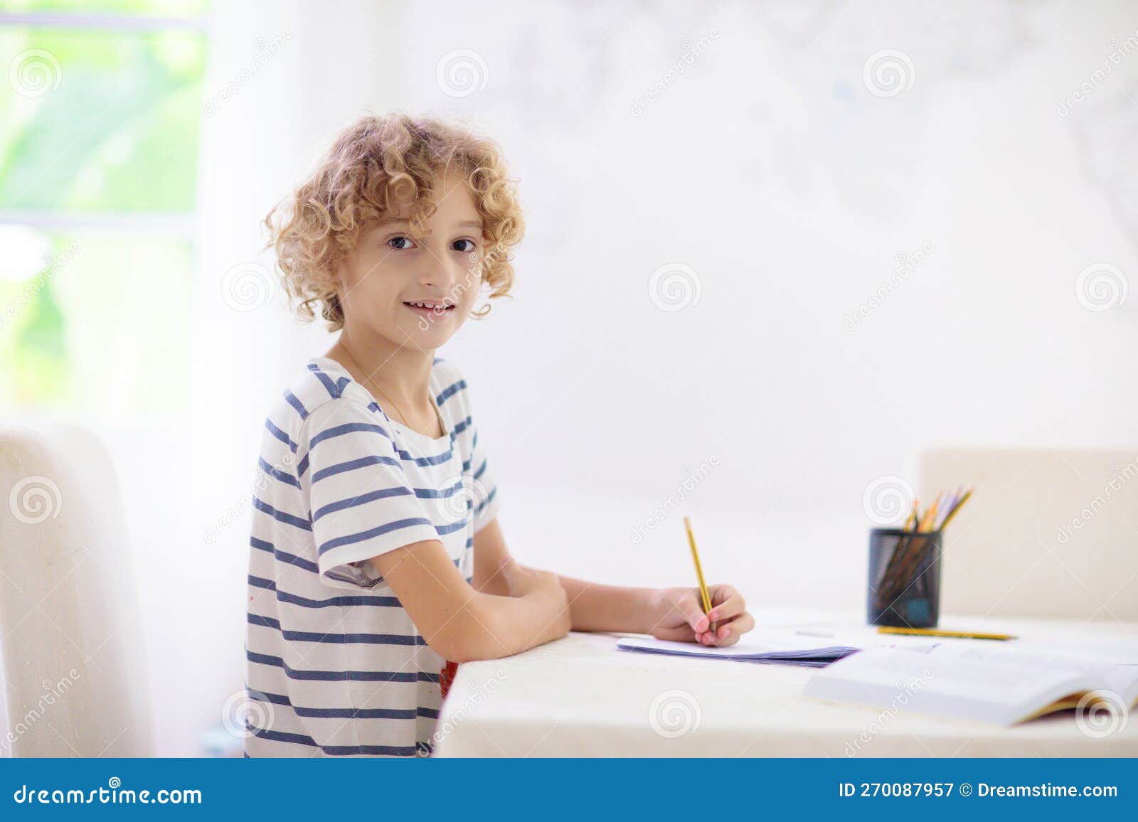Online Remote Learning. School Kids with Computer Stock Image - Image ...