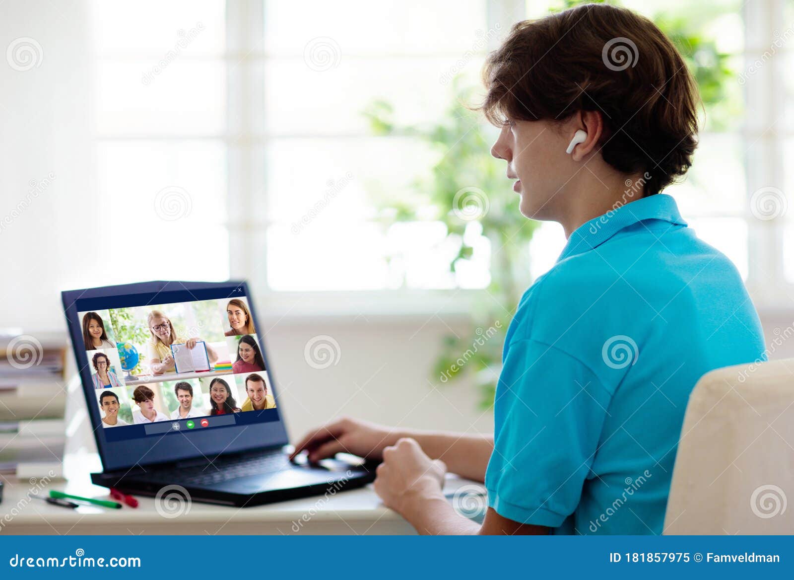 Online Remote Learning. School Kids with Computer Stock Image - Image ... Online Remote Learning. School Kids with Computer Stock Image - Image ...