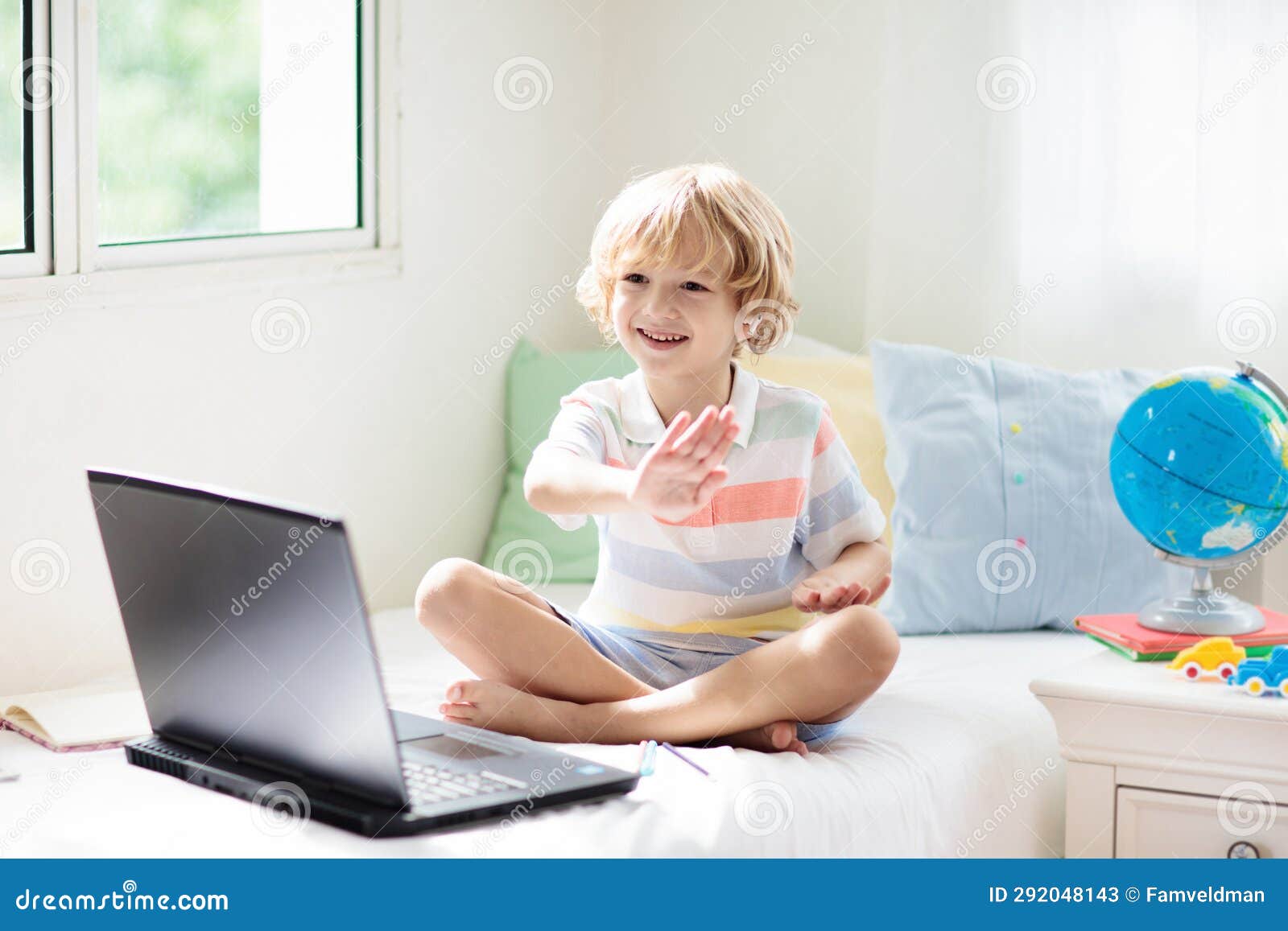 Online Remote Learning. School Kids with Computer Stock Image - Image ... Online Remote Learning. School Kids with Computer Stock Image - Image ...