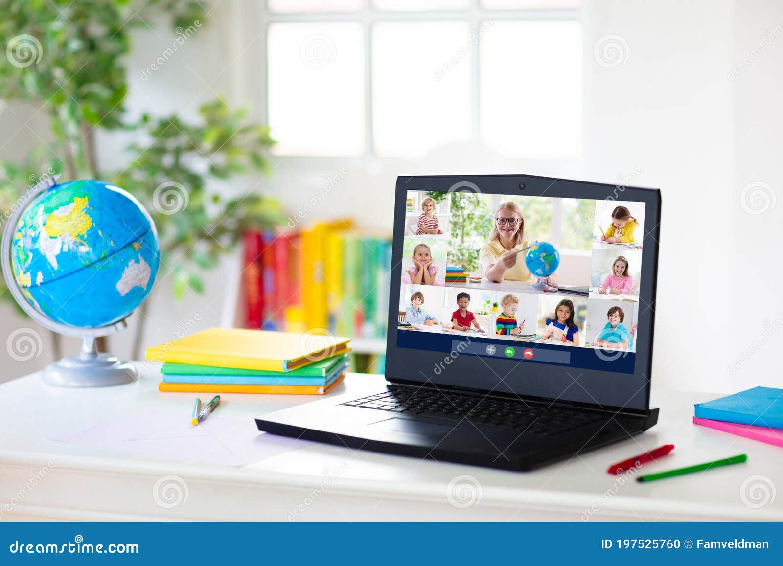 Online Remote Learning. School Kids Computer Stock Photo - Image of ...
