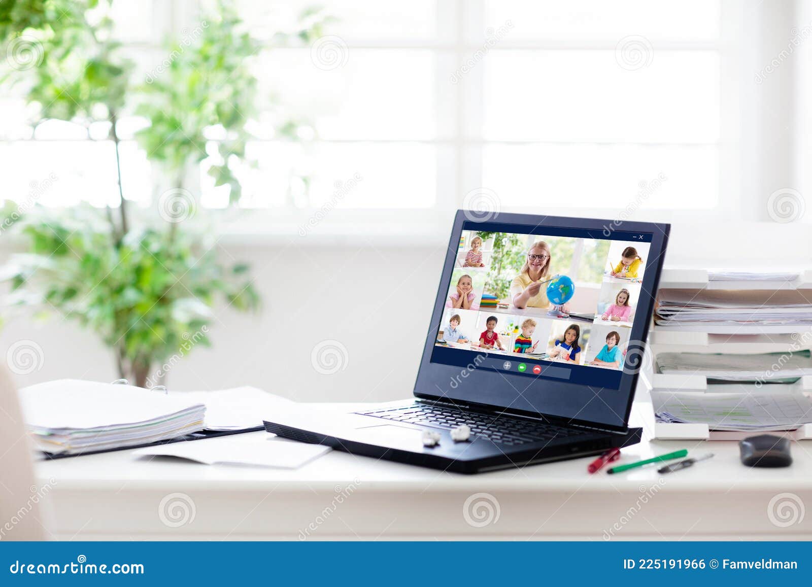 Online Remote Learning. School Kids Computer Stock Photo - Image of ...