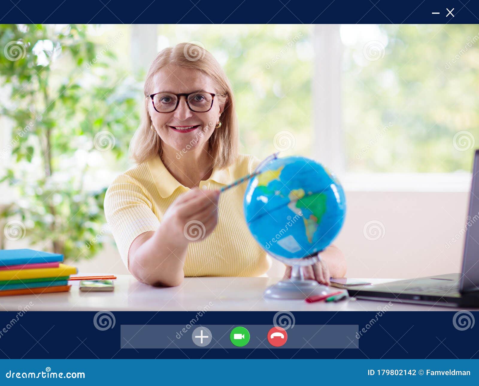 Online Remote Learning. Teacher with Computer Stock Photo - Image of ...