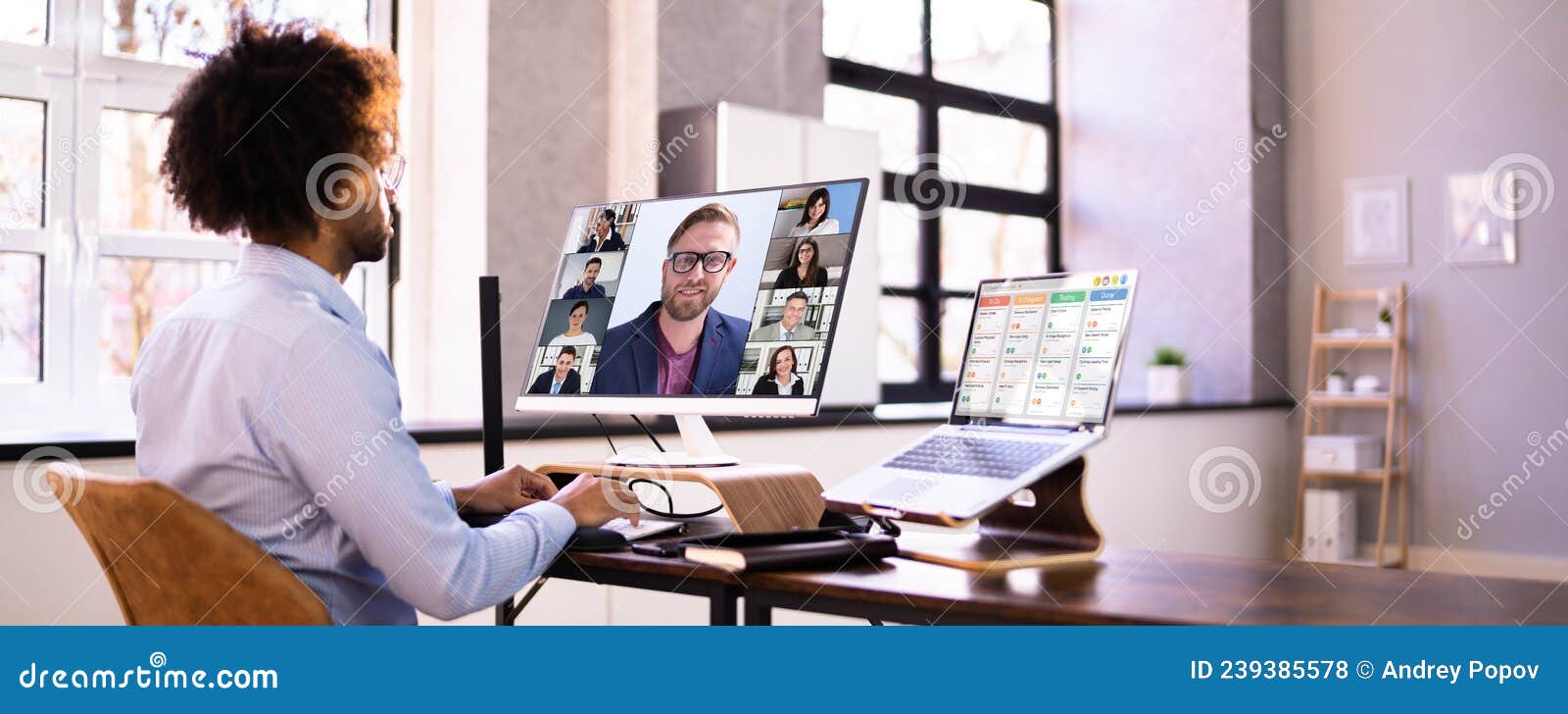 Online Remote Video Conference Webinar Meeting Stock Photo - Image of ...