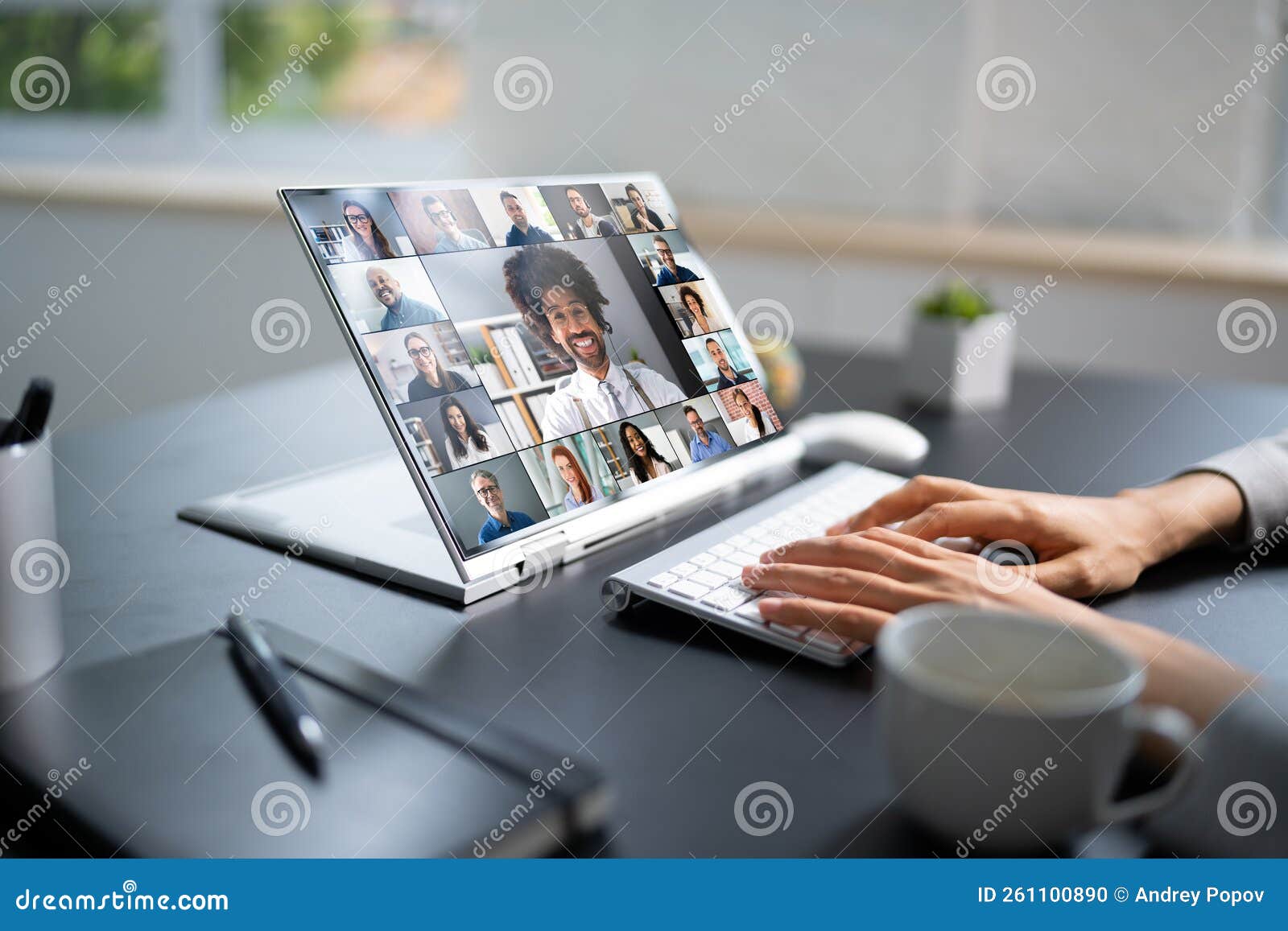 Online Remote Video Conference Webinar Meeting Stock Photo - Image of ...