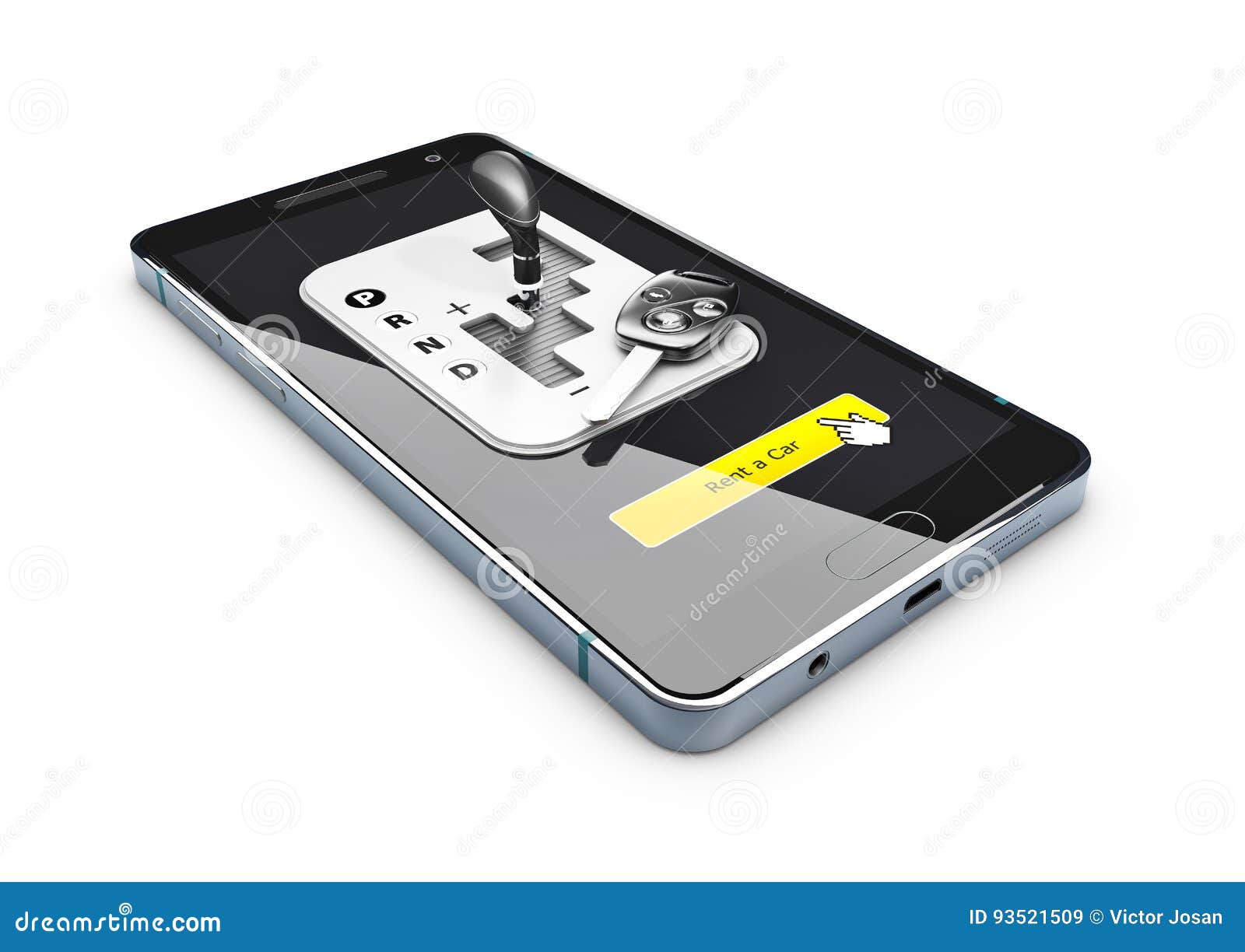 Online Rent Car Service, Isolated on White Background 3d Illustration ...