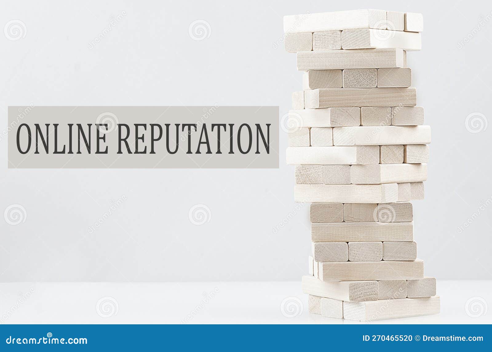 ONLINE REPUTATION Text with Wooden Block Stack on White Background ...