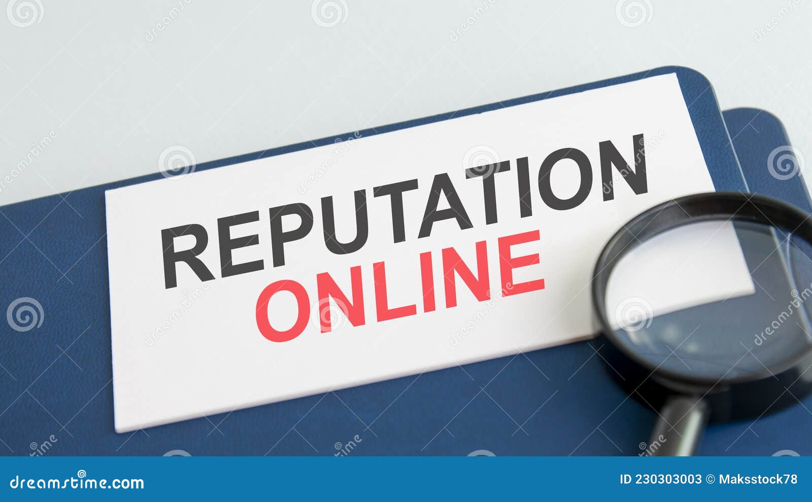 Online Reputation Word on Paper and Magnifying Lens Stock Image - Image ...