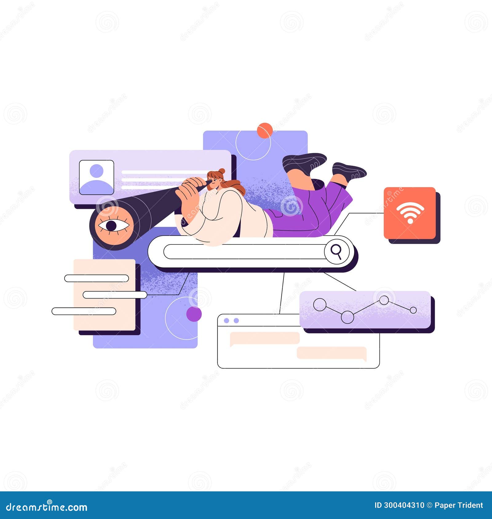 Online Research Concept. People Explore Internet Using Search Engine ...