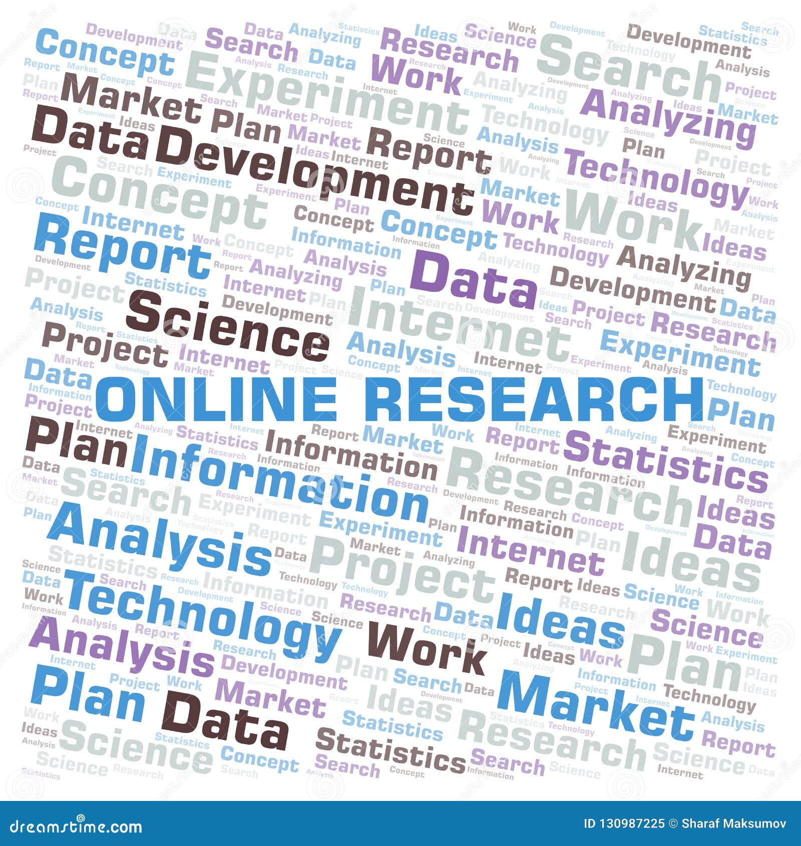 Online Research Word Cloud. Stock Illustration - Illustration of text ...