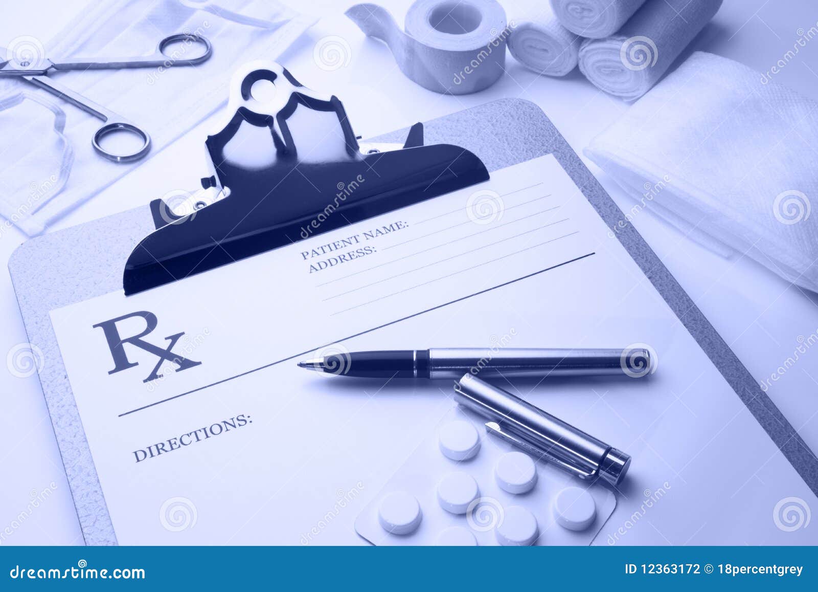 Online Rx Prescription Blue Tone Stock Photo - Image of clinic ...