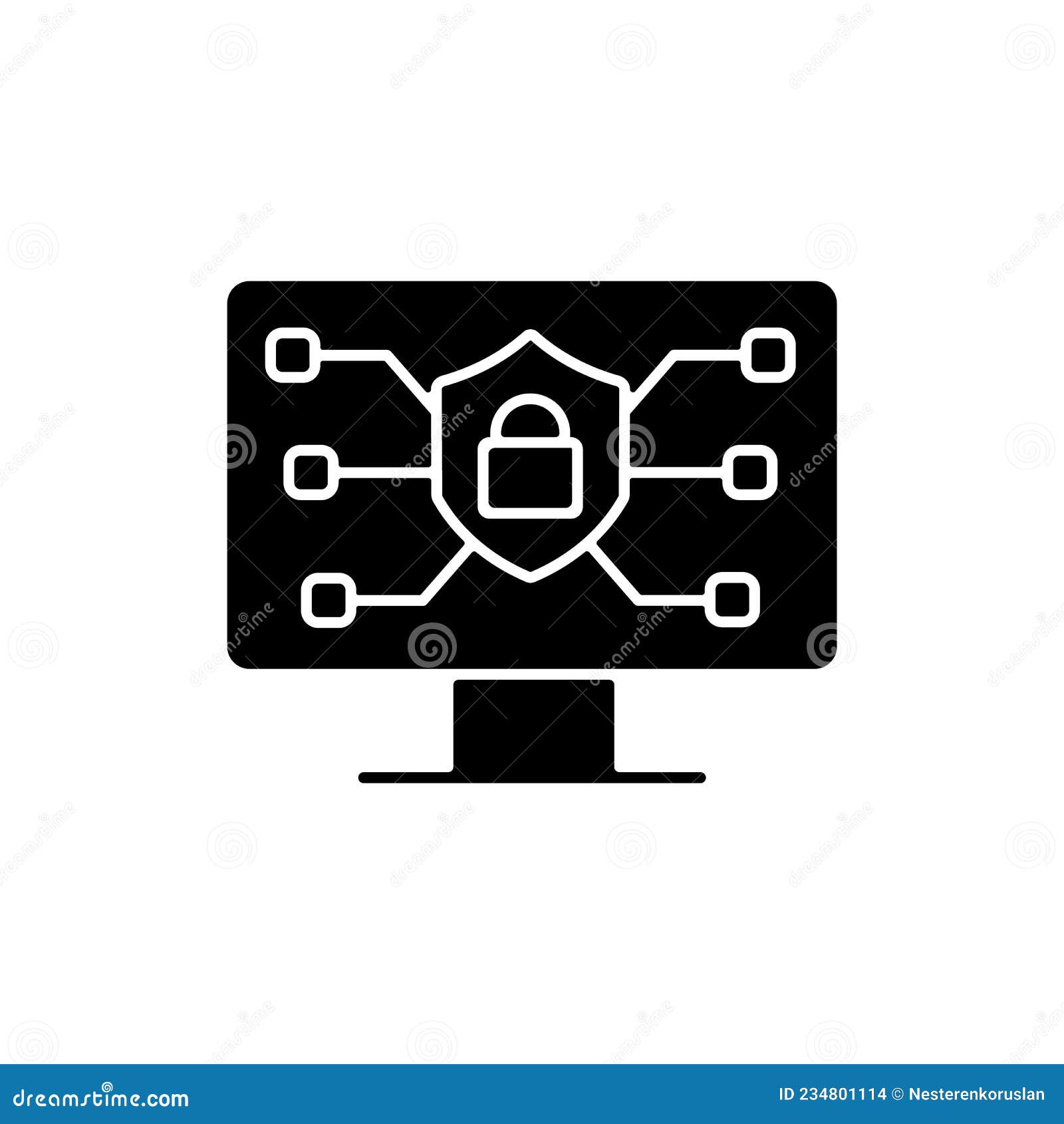 Online Safety Black Glyph Icon Stock Vector - Illustration of security ...