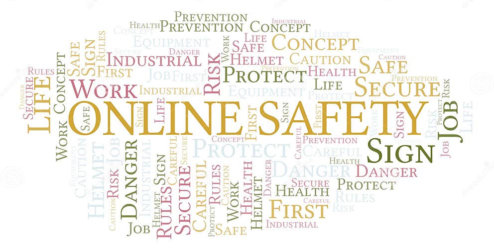 Online Safety word cloud. stock illustration. Illustration of colors ...
