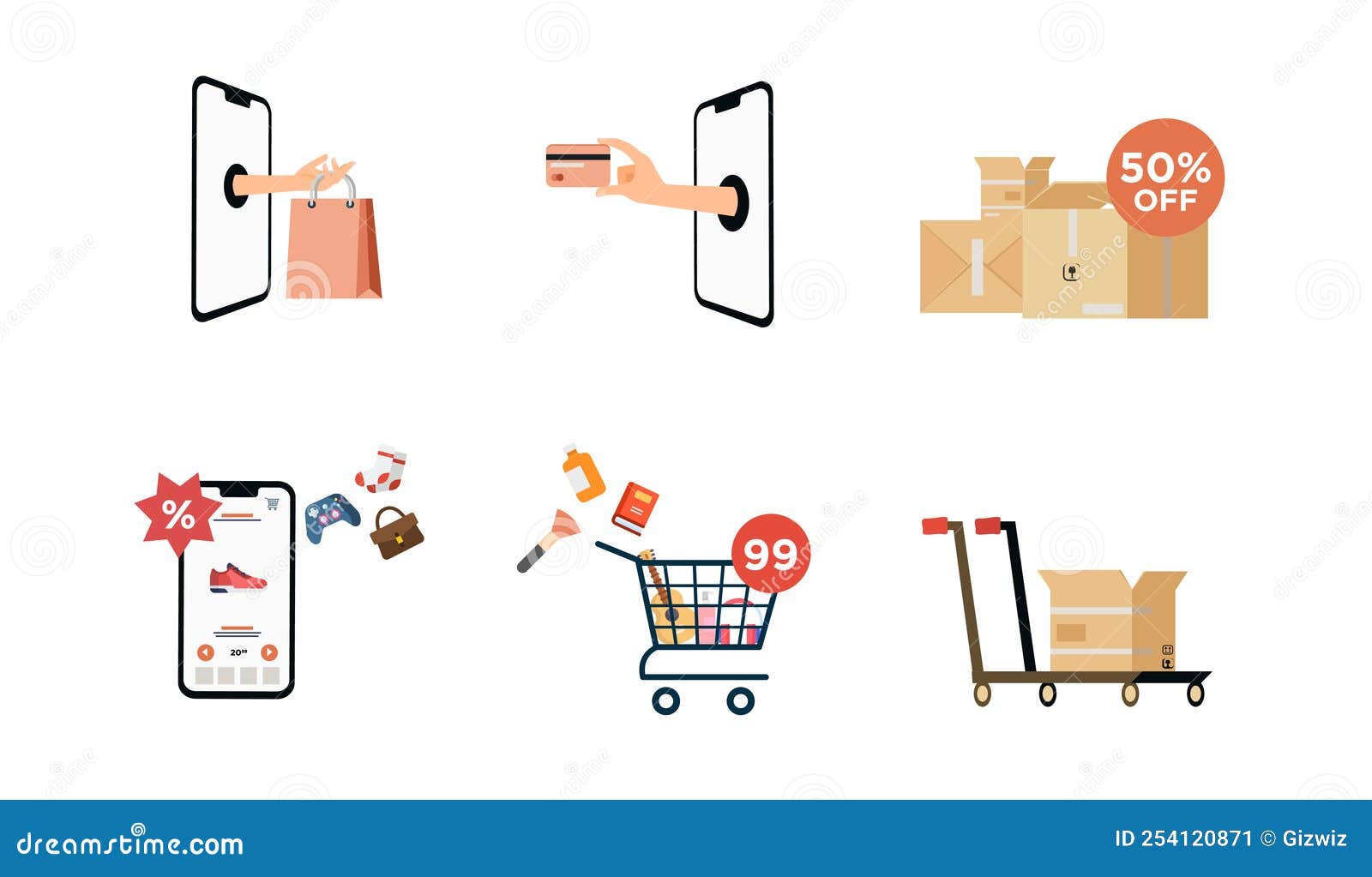 Online Sales stock vector. Illustration of packaging - 254120871