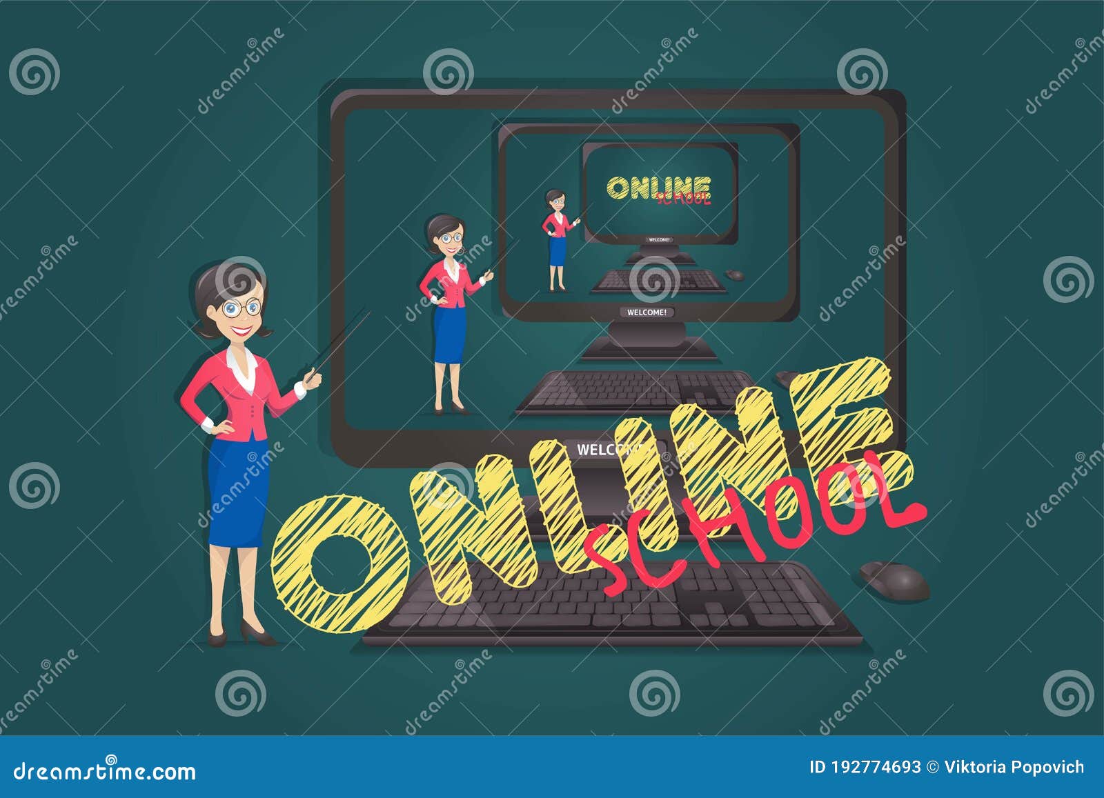Online school illustration stock illustration. Illustration of banner ...