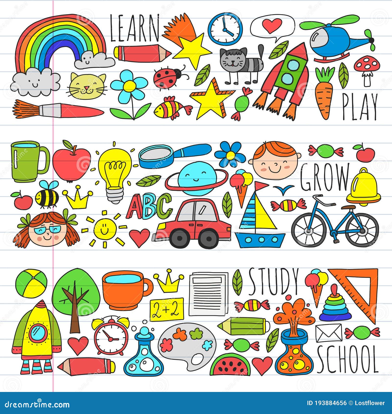 Online School, Internet E-learning. Kindergarten and School. Stock ...