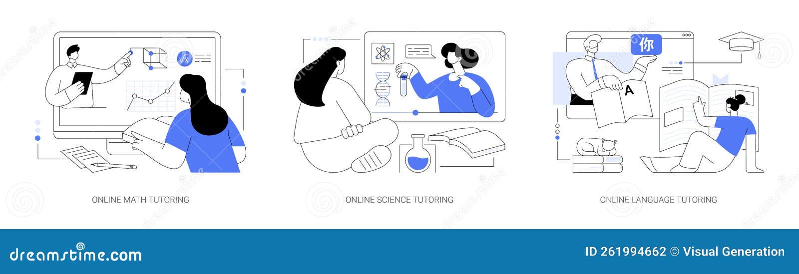Online School Subject Learning Abstract Concept Vector Illustrations. Stock Vector ...