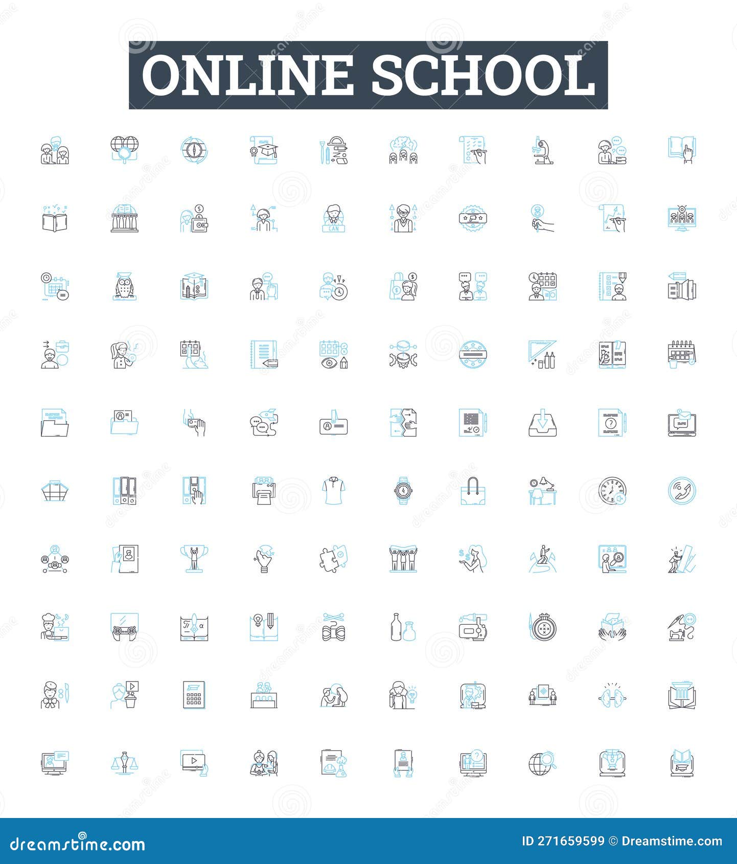 Online School Vector Line Icons Set. E-learning, Virtual, Online ...
