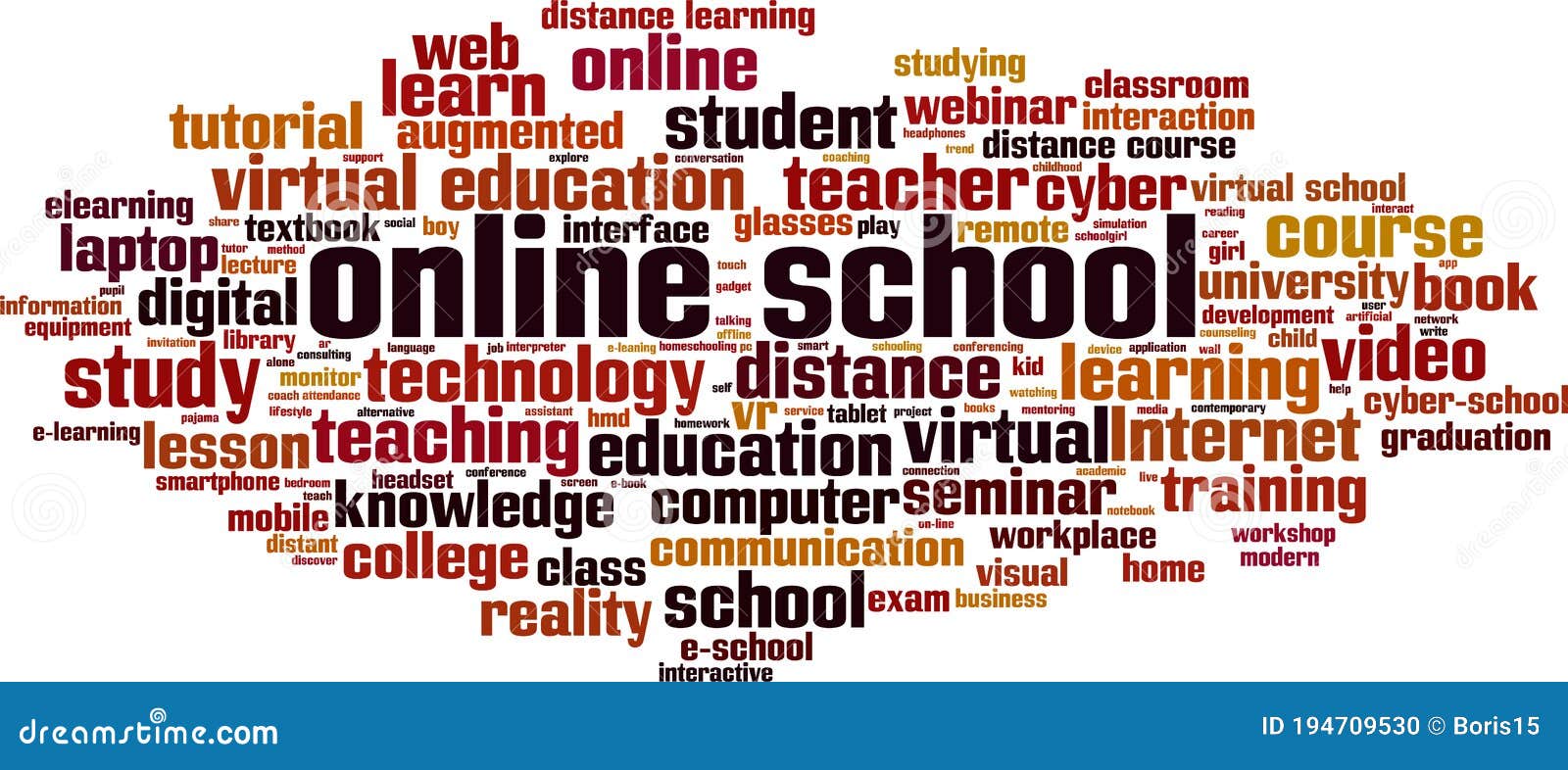 Online school word cloud stock vector. Illustration of home - 194709530