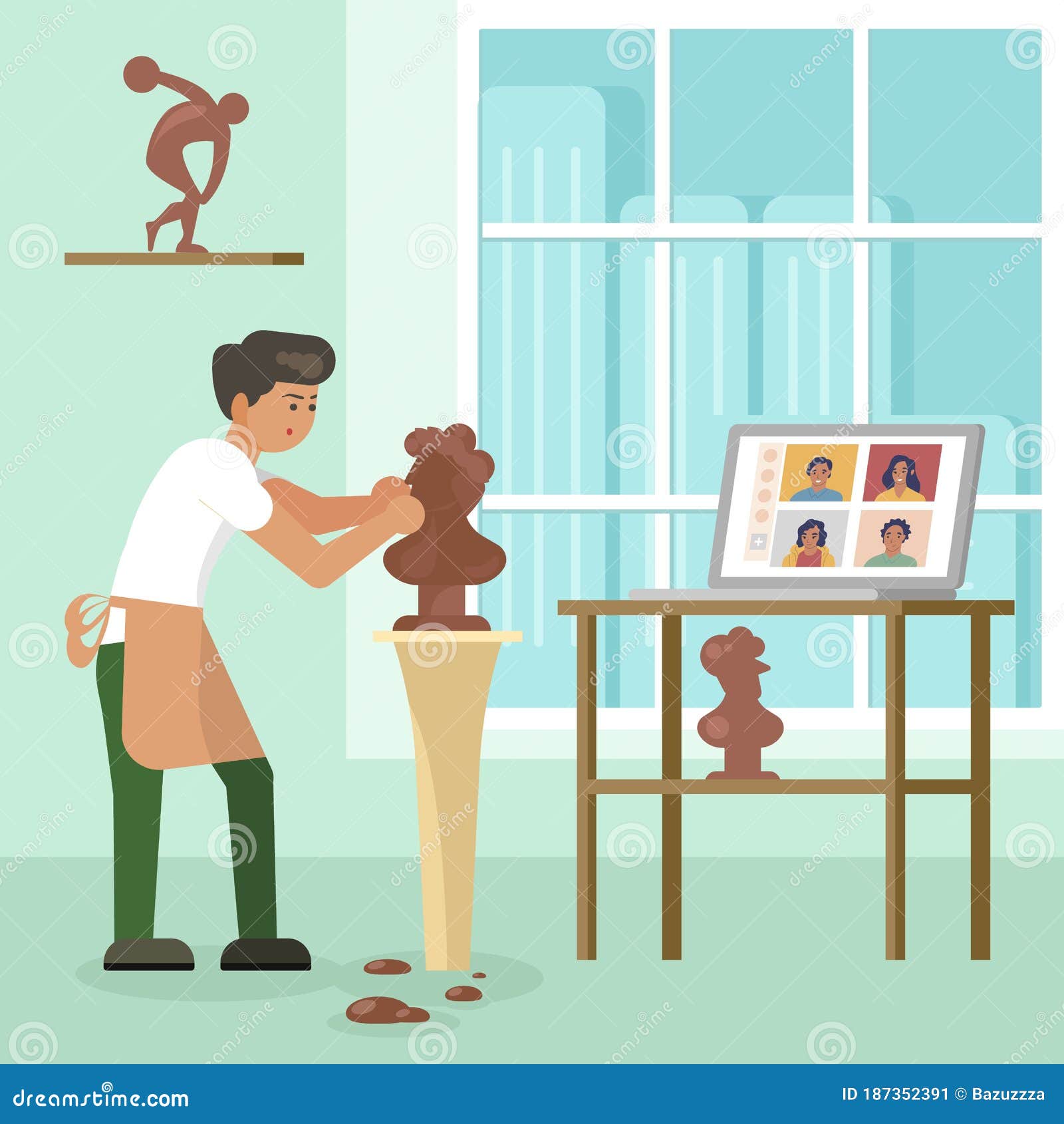 Online Sculpting Masterclass, Vector Flat Style Design Illustration ...