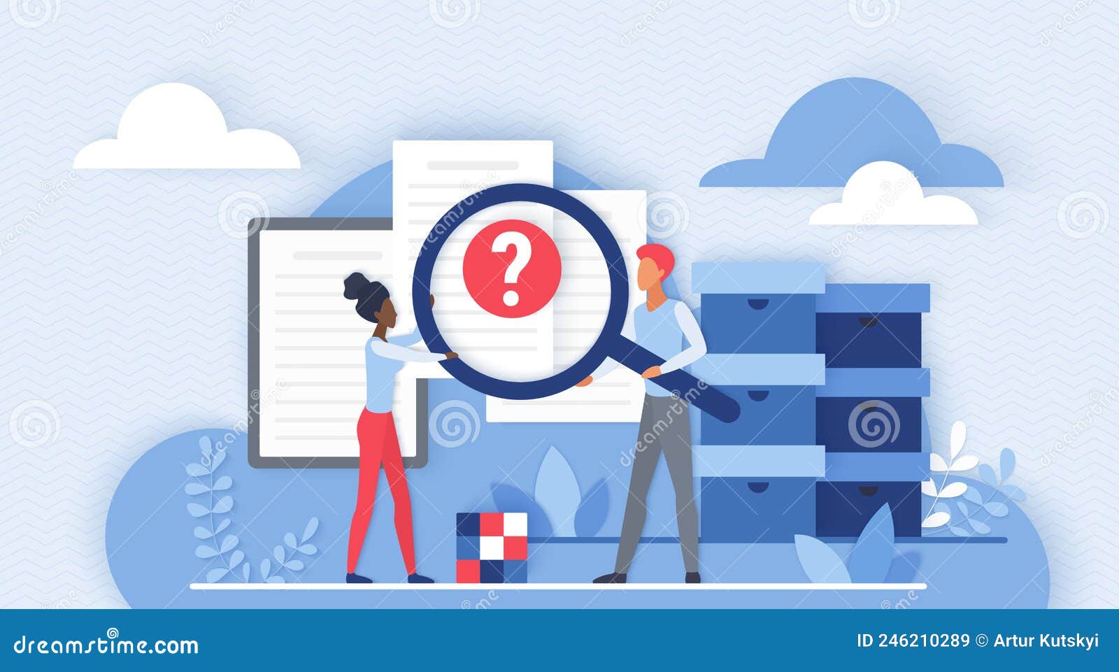 Online Job Search Tiny Character Male Female Freelance Job Seeker ...