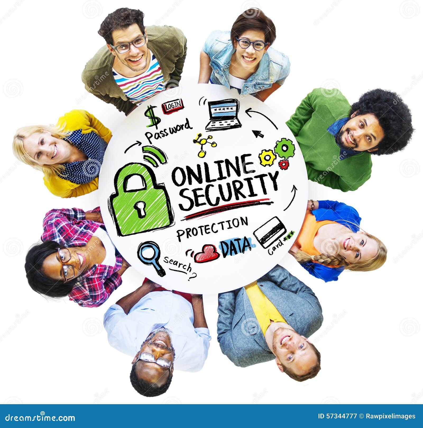 Online Security Protection Internet Safety People Diversity Conc Stock ...