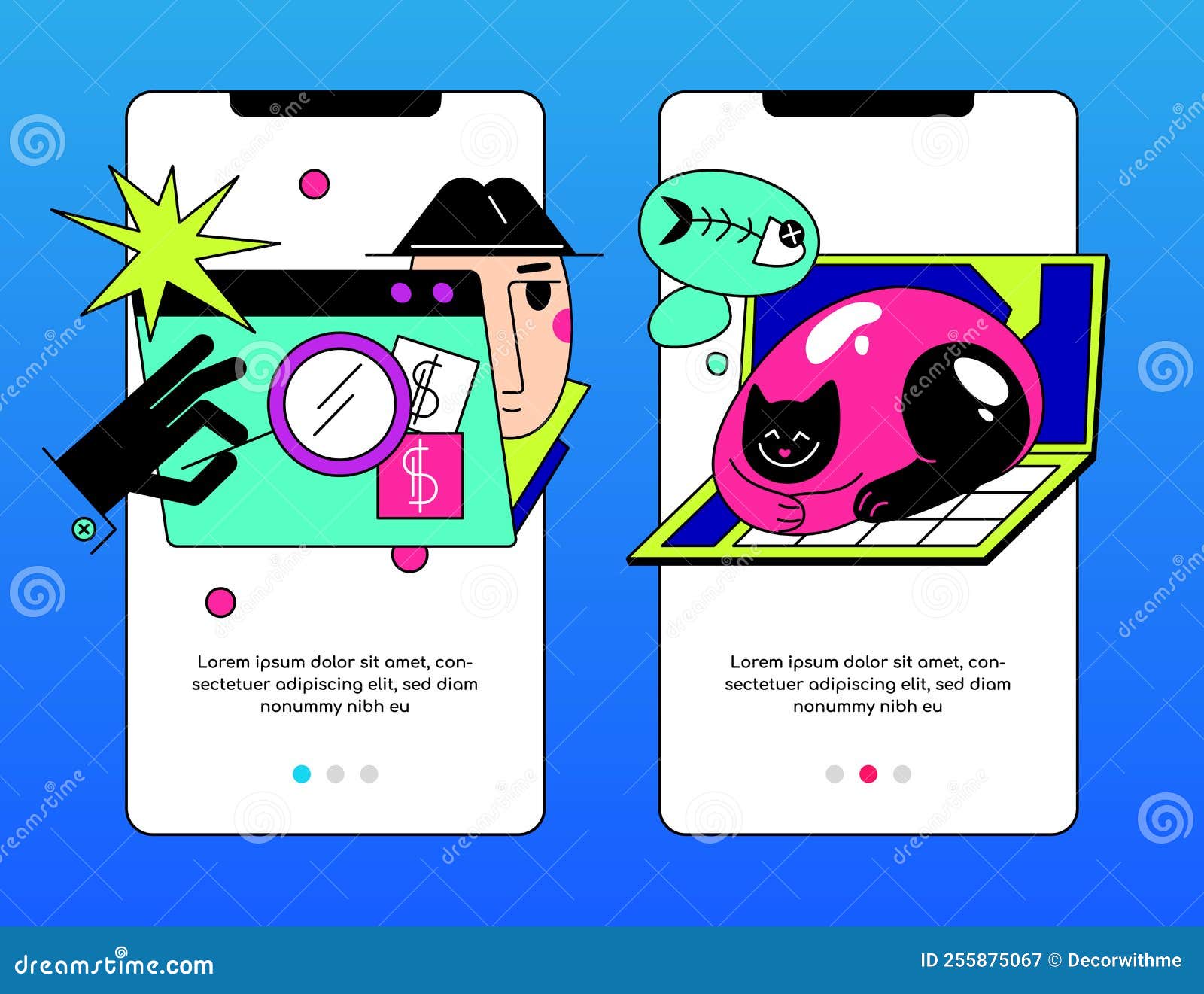 Online Security and Remote Access - Colorful Flat Design Style Banners ...
