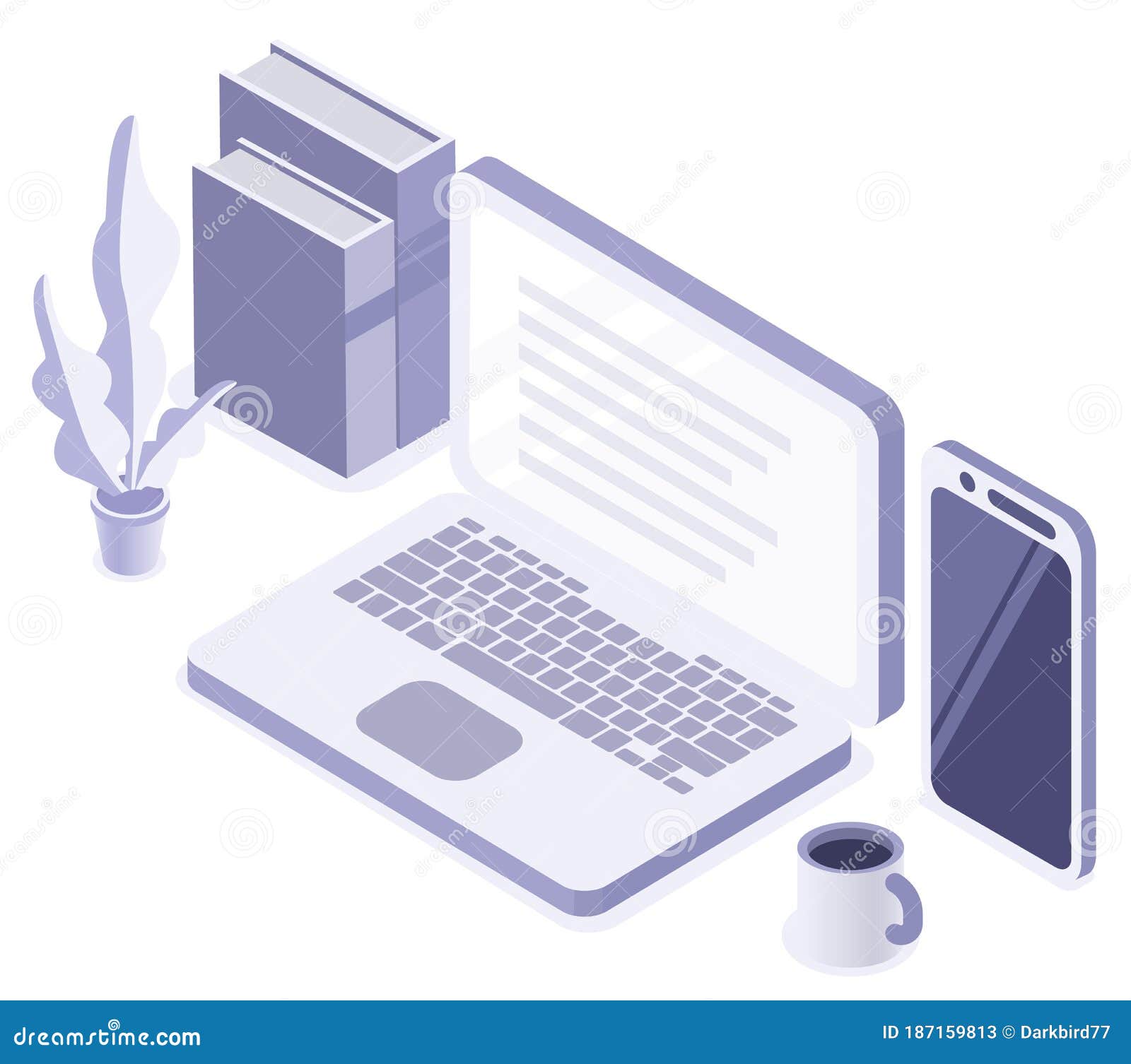 Online Self-isolation Studying or Working at Home Concept Stock Vector ...
