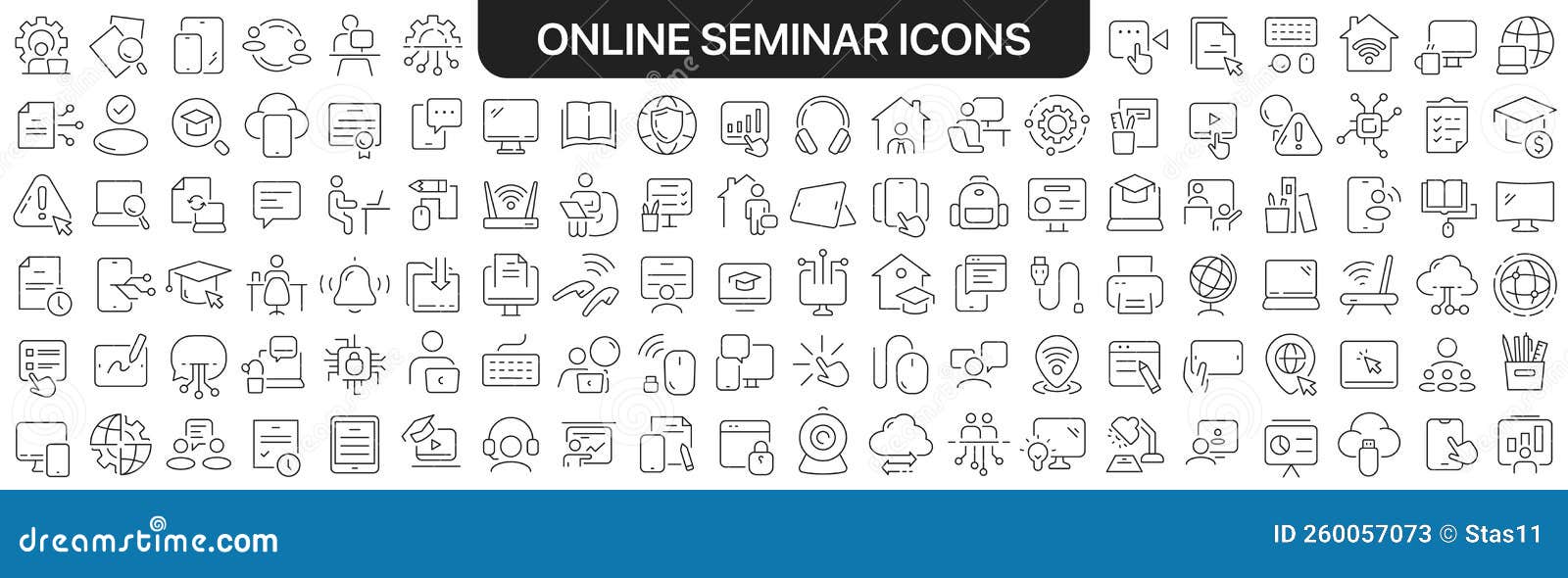 Online Seminar Icons Collection in Black. Icons Big Set for Design ...