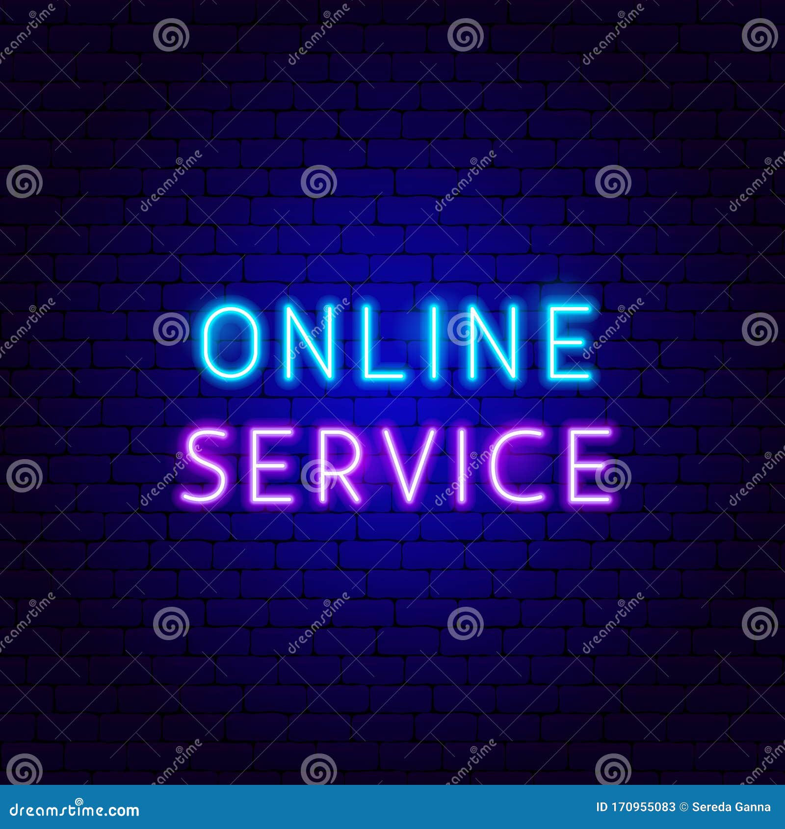 Online Service Neon Text stock vector. Illustration of communication ...