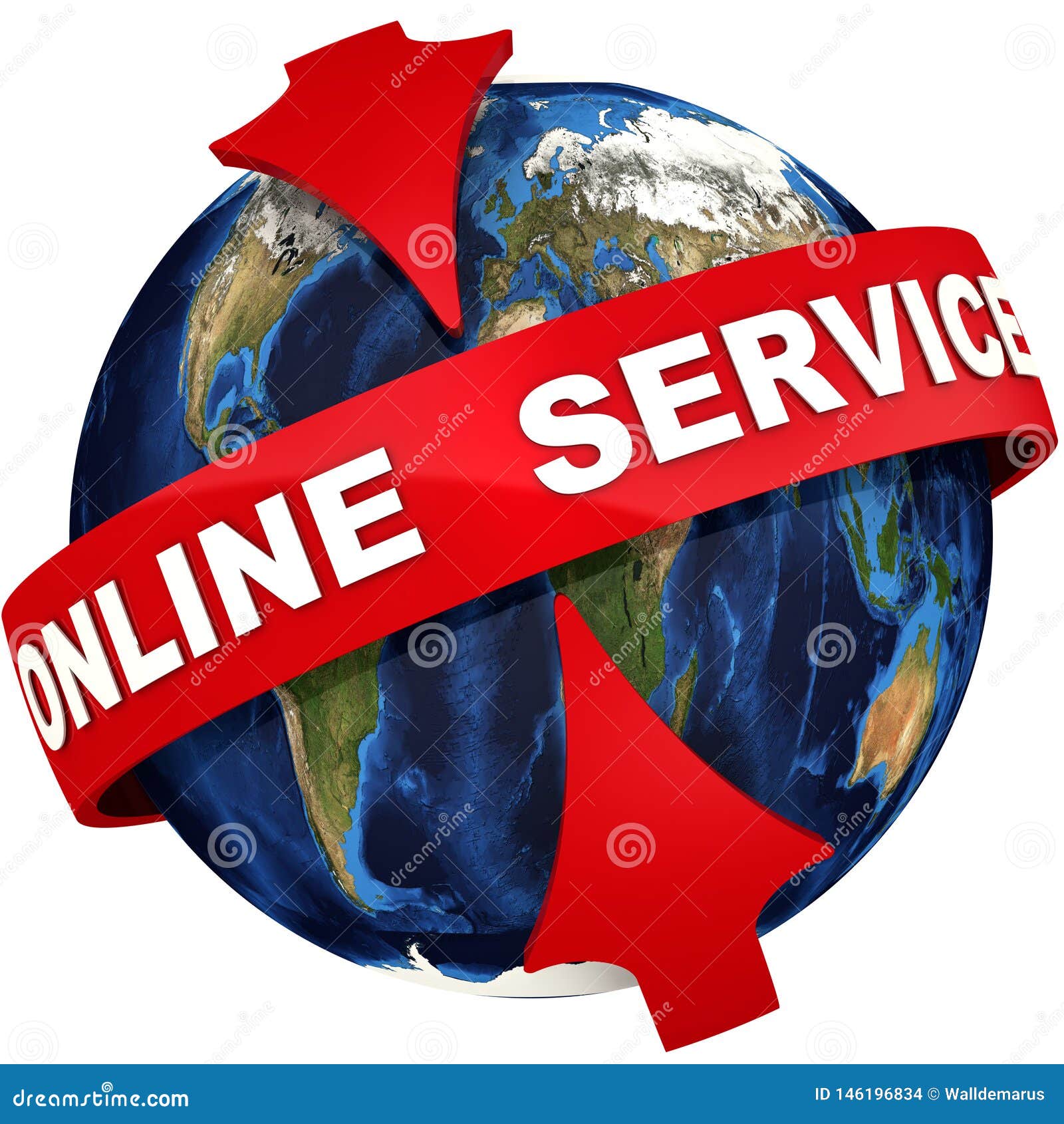 Online Service Text, Arrow and Globe Stock Illustration - Illustration ...