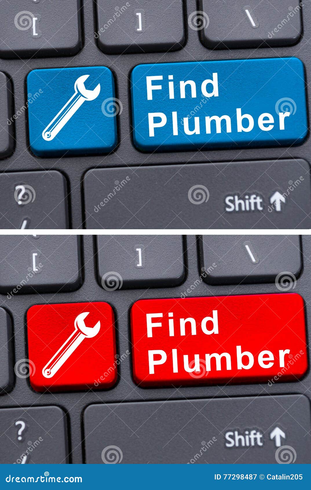 Online Services with Find Plumber Key on Keyboard Stock Image - Image ...