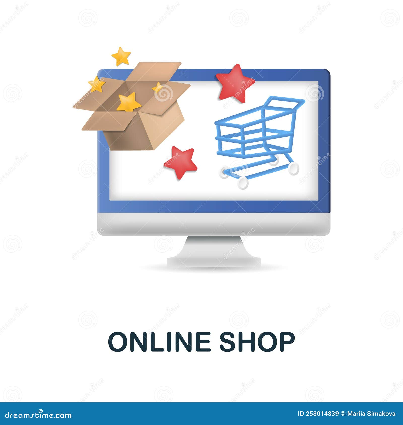 Online Shop Icon. 3d Illustration from E-commerce Collection Stock ...