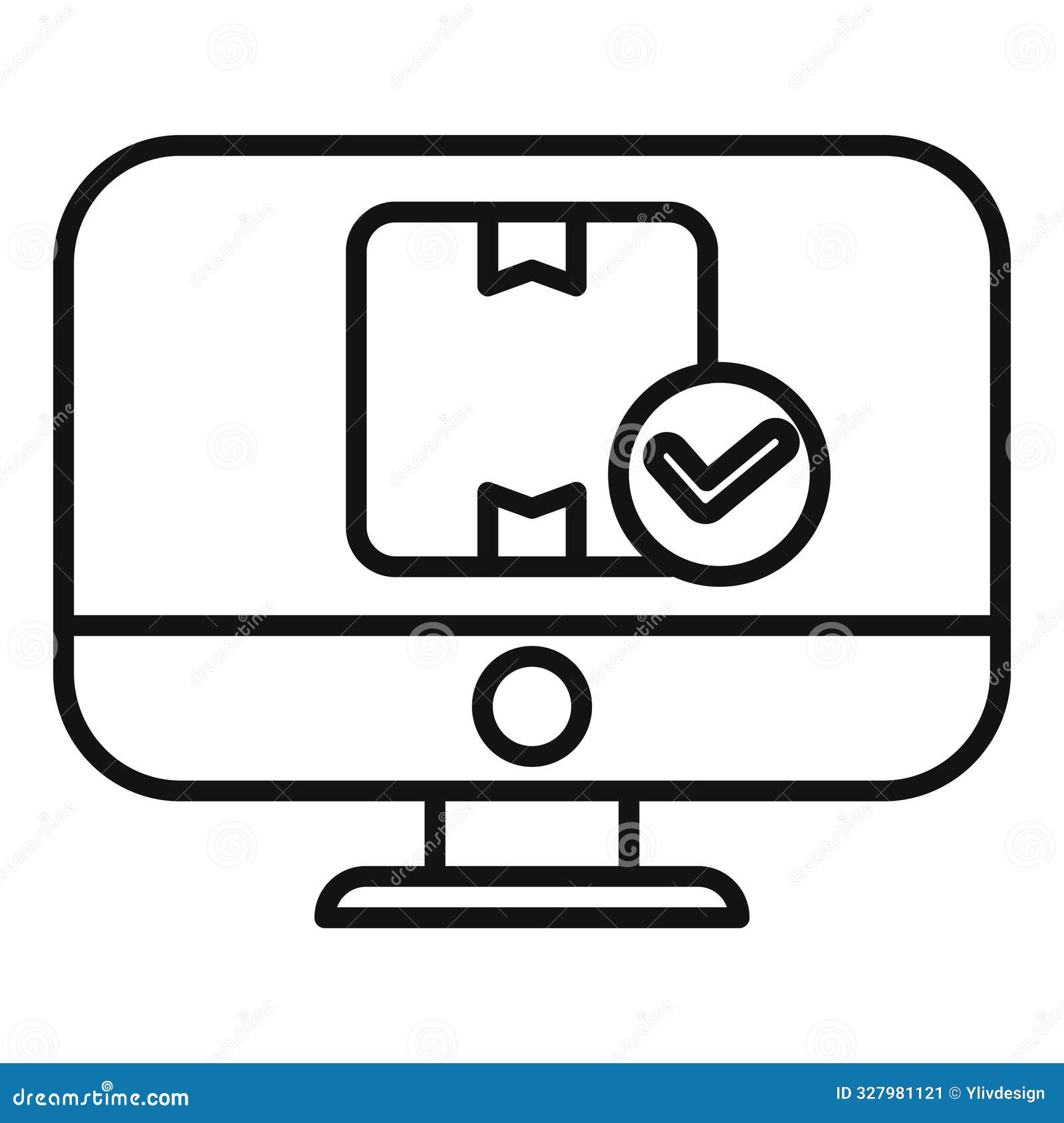 Online Shop Order Confirmation on Computer Screen with Checkmark Icon ...