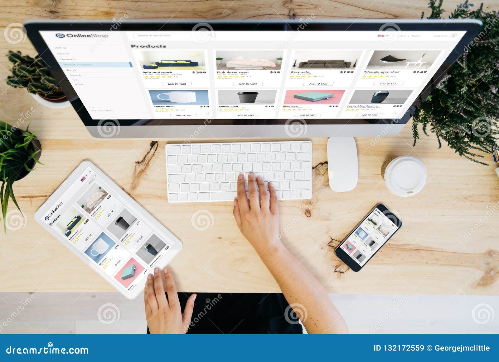 Online Shop Overhead Devices Stock Image - Image of commerce, desktop ...