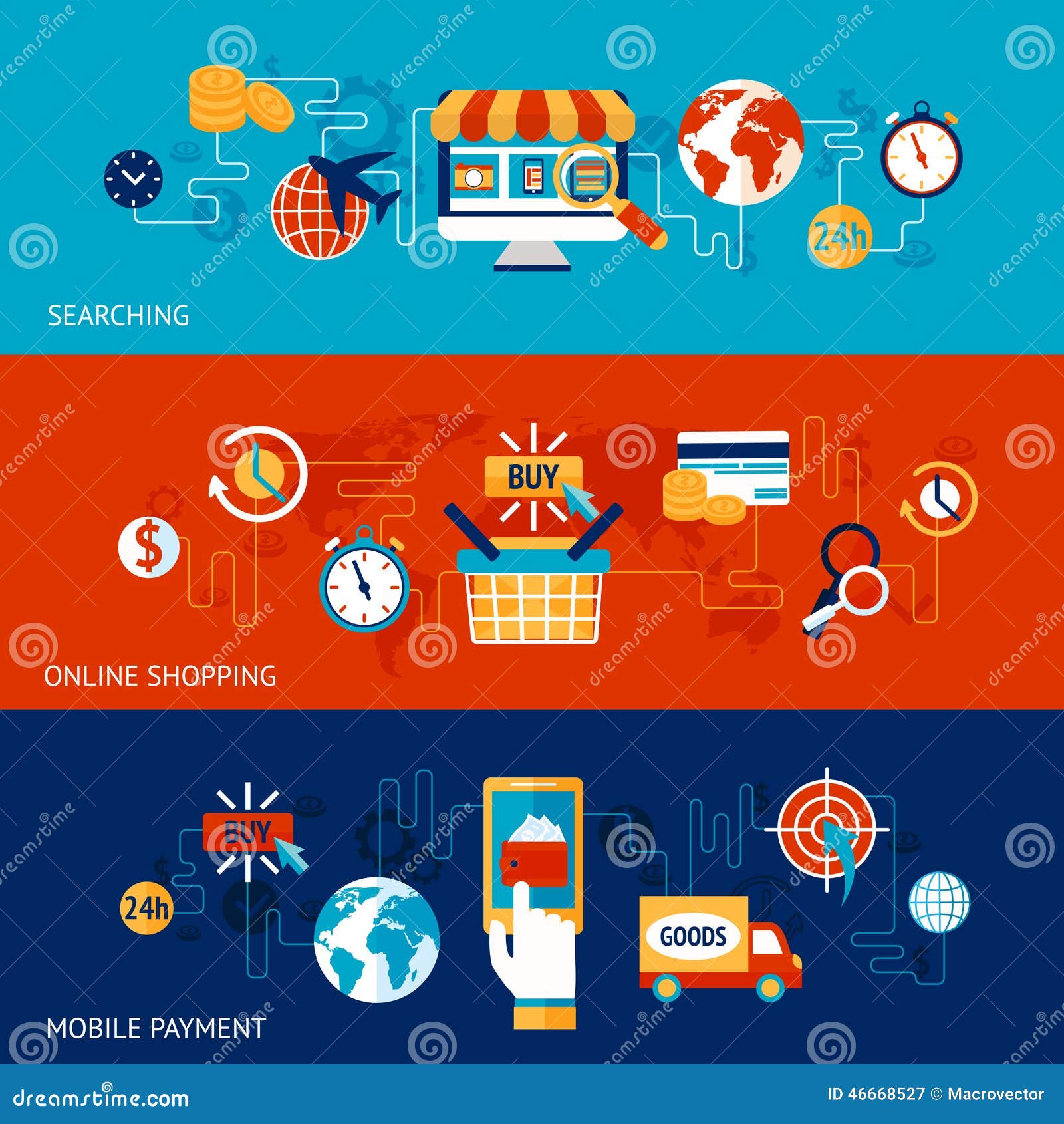 Online shopping banner set stock vector. Illustration of delivery ...