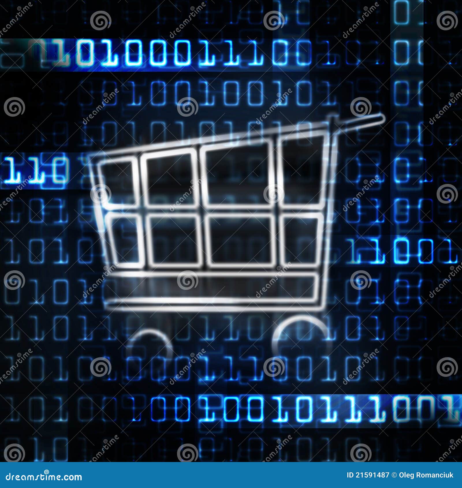 Online Shopping Cart and Binary Code Stock Illustration - Illustration ...