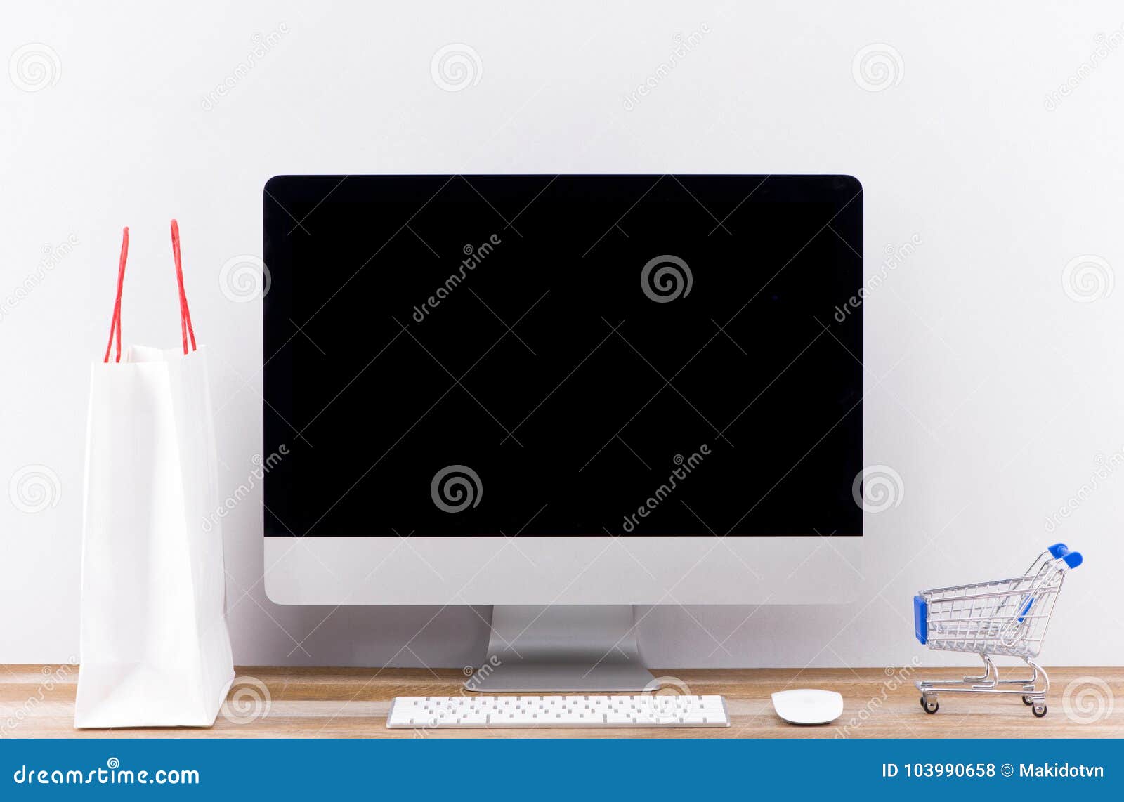 Online Shopping Concept with Desktop Computer Screen . Stock Photo ...