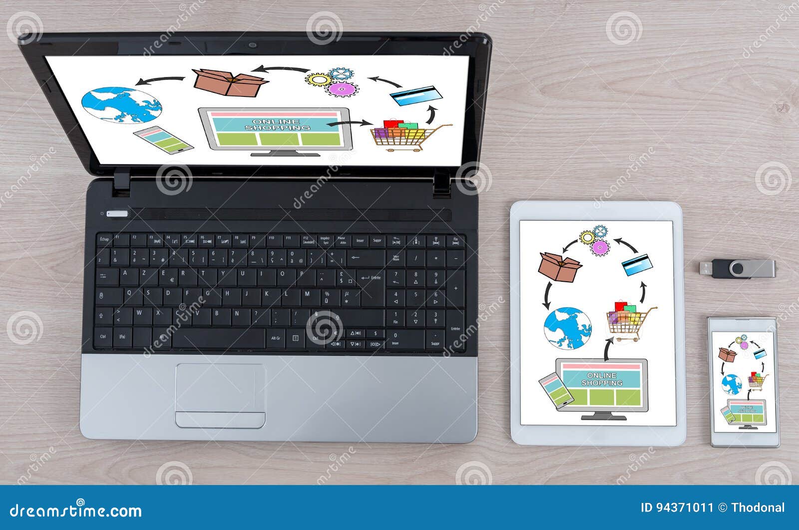 Online Shopping Concept on Different Devices Stock Image - Image of ...