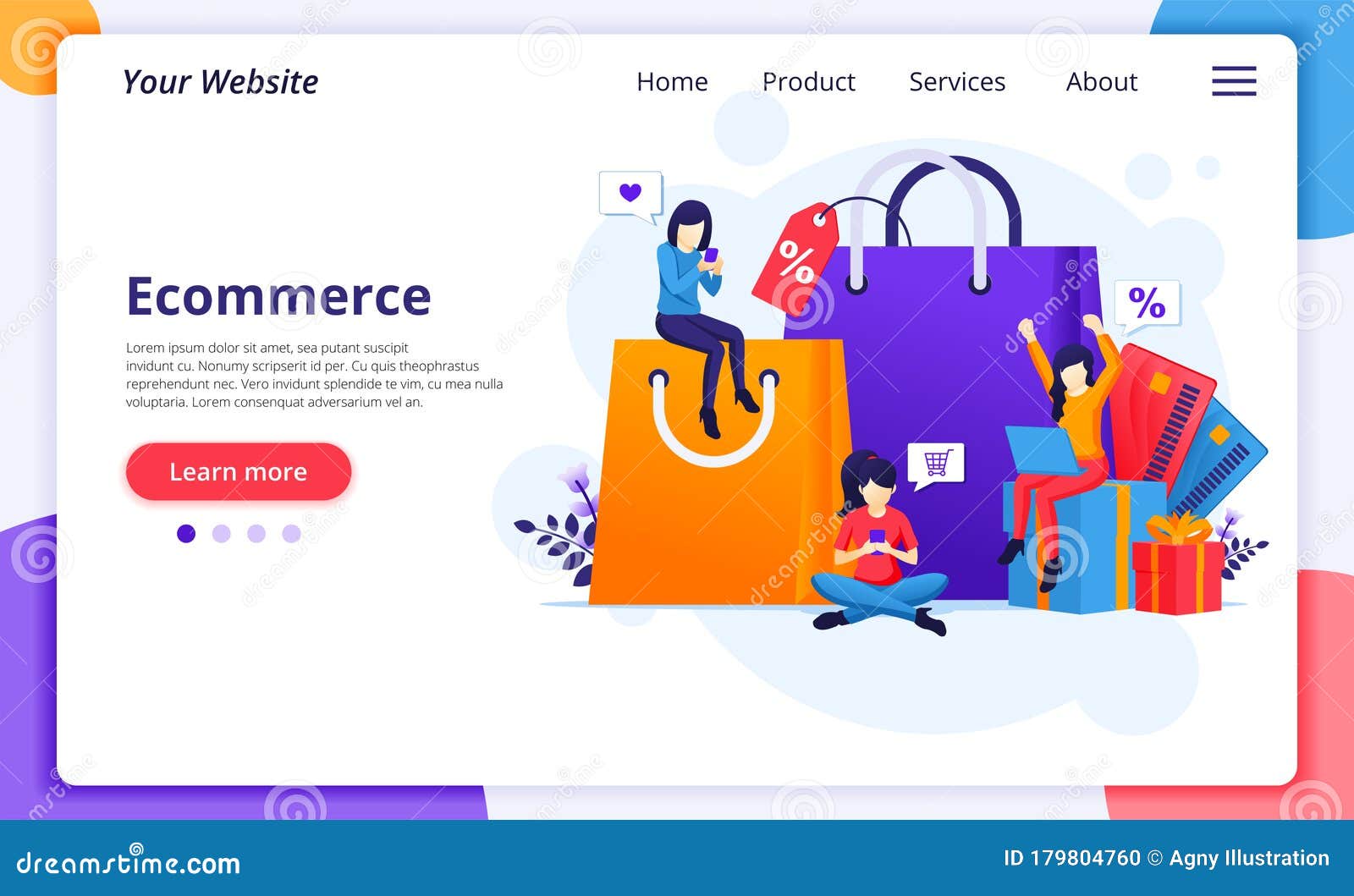 Online Shopping Concept, E-commerce with Characters. Modern Flat Web ...