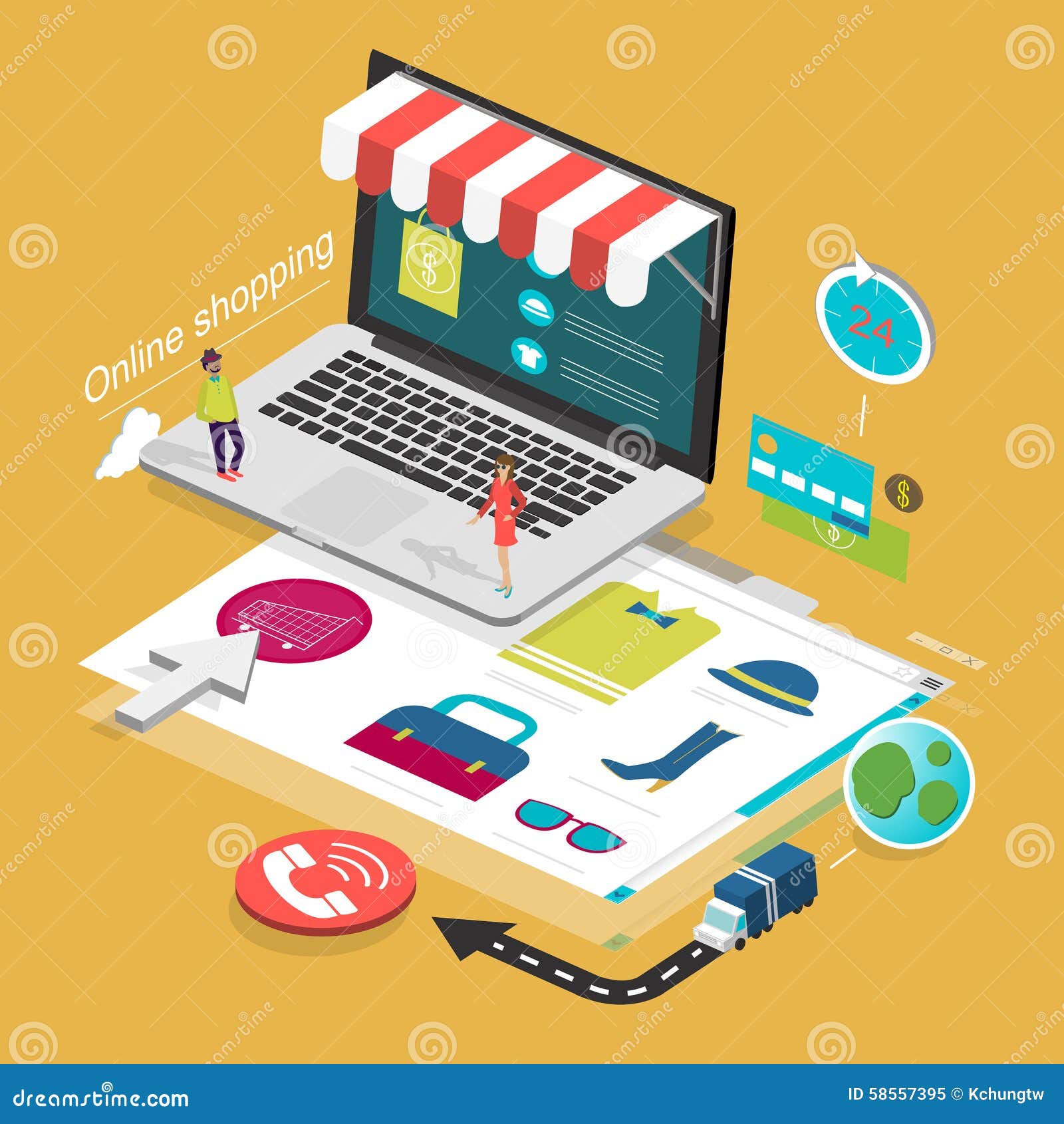 Online shopping concept stock illustration. Illustration of product ...