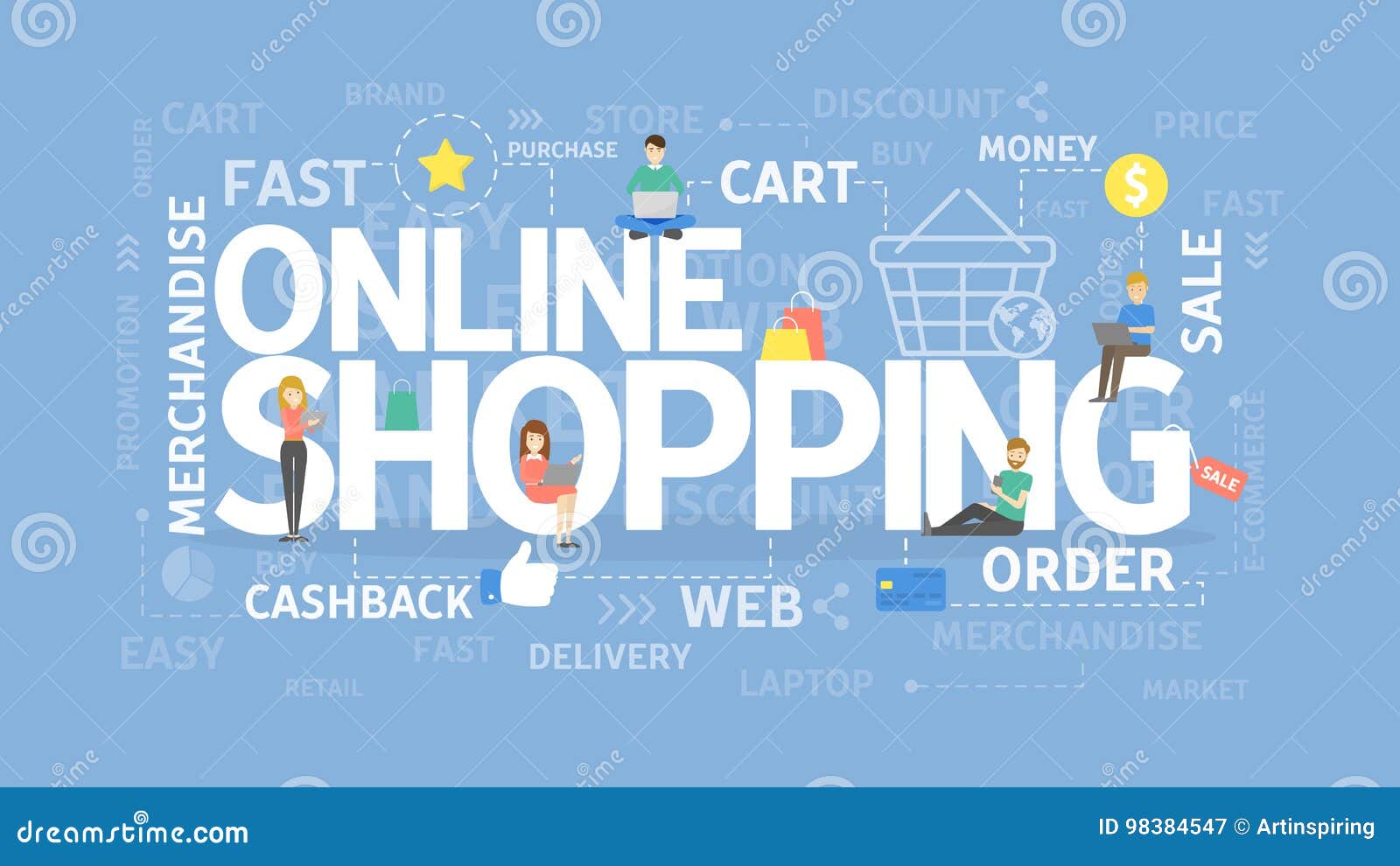 Online shopping concept. stock vector. Illustration of shop - 98384547