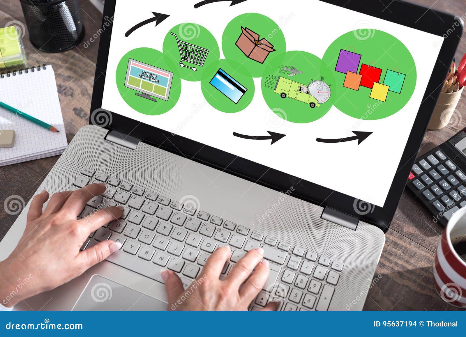 Online Shopping Concept on a Laptop Screen Stock Photo - Image of ...