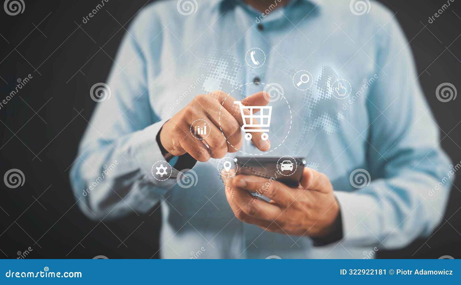 Online Shopping Concept. Man Using Smartphone Stock Image - Image of ...