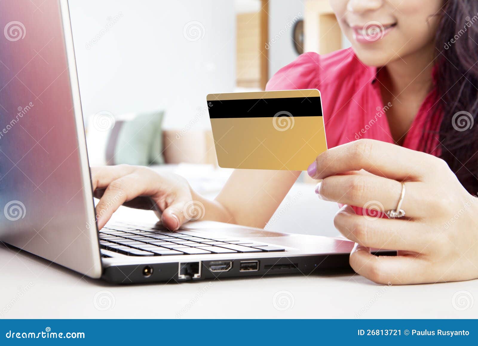 Online Shopping with Credit Card Stock Image - Image of female ...