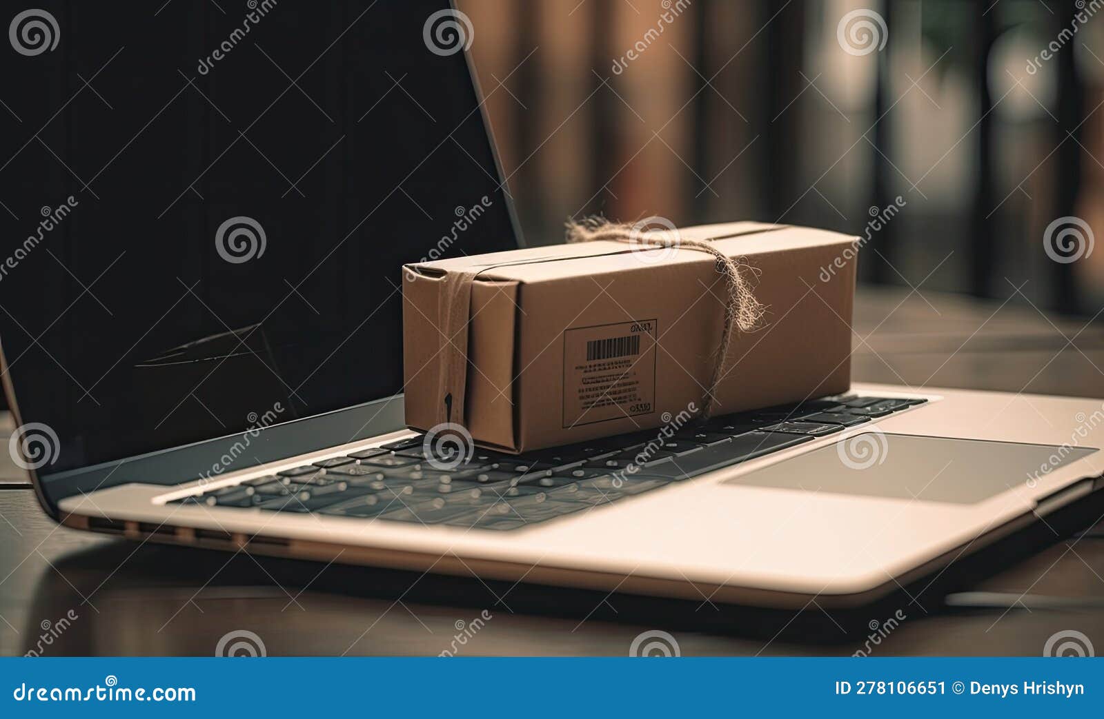 Online Shopping Delivery Concept with Parcel Box on Laptop Creating ...