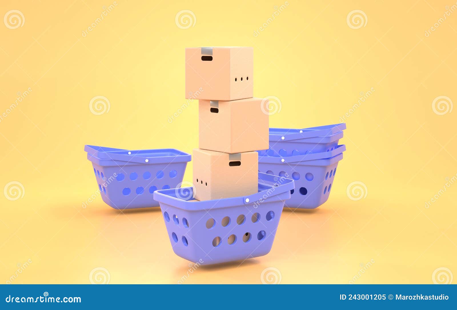 Online Shopping, Delivery or Parcel Service Concept. Empty and Full ...