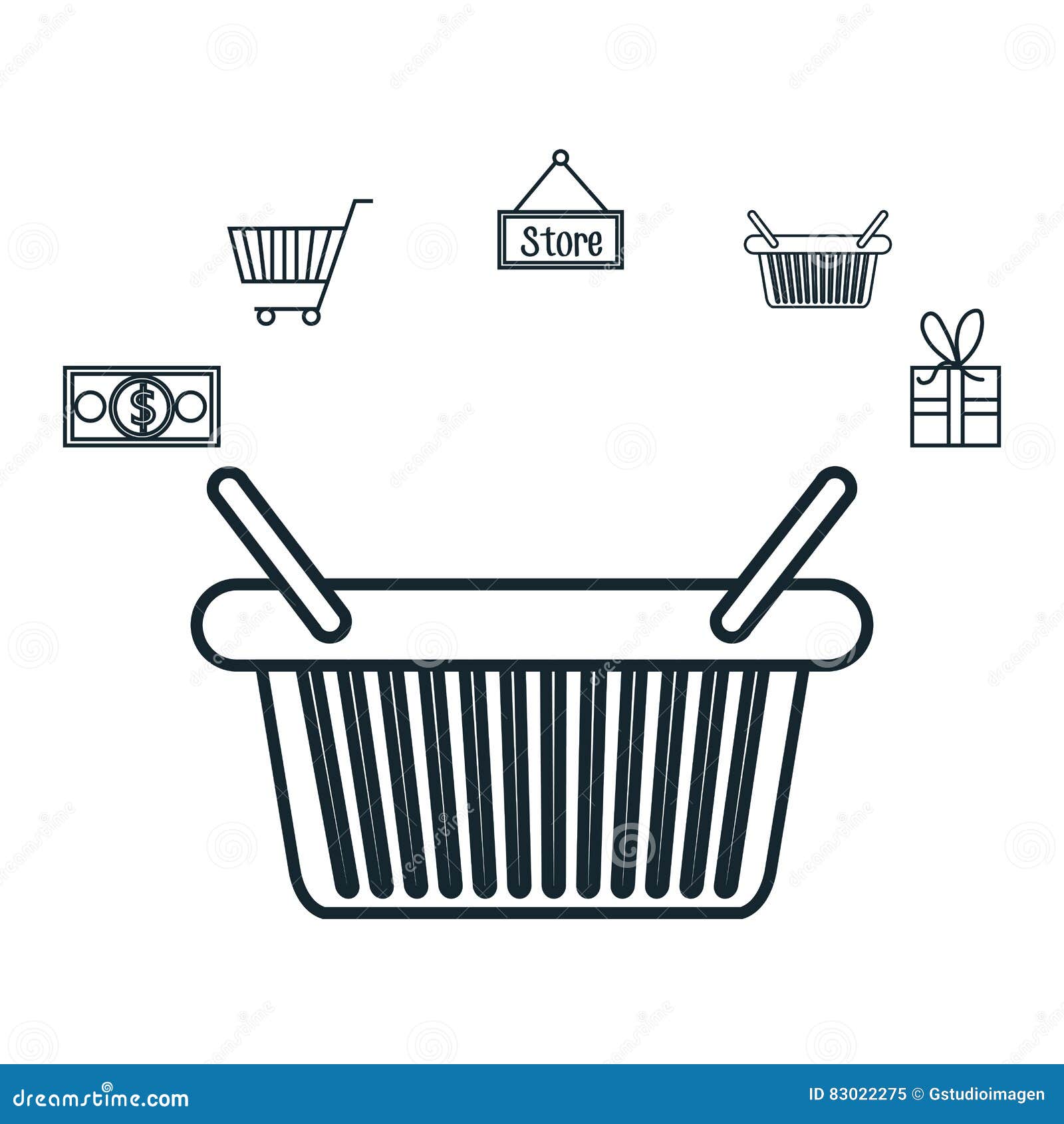Online Shopping E-commerce Basket Isolated Stock Illustration ...