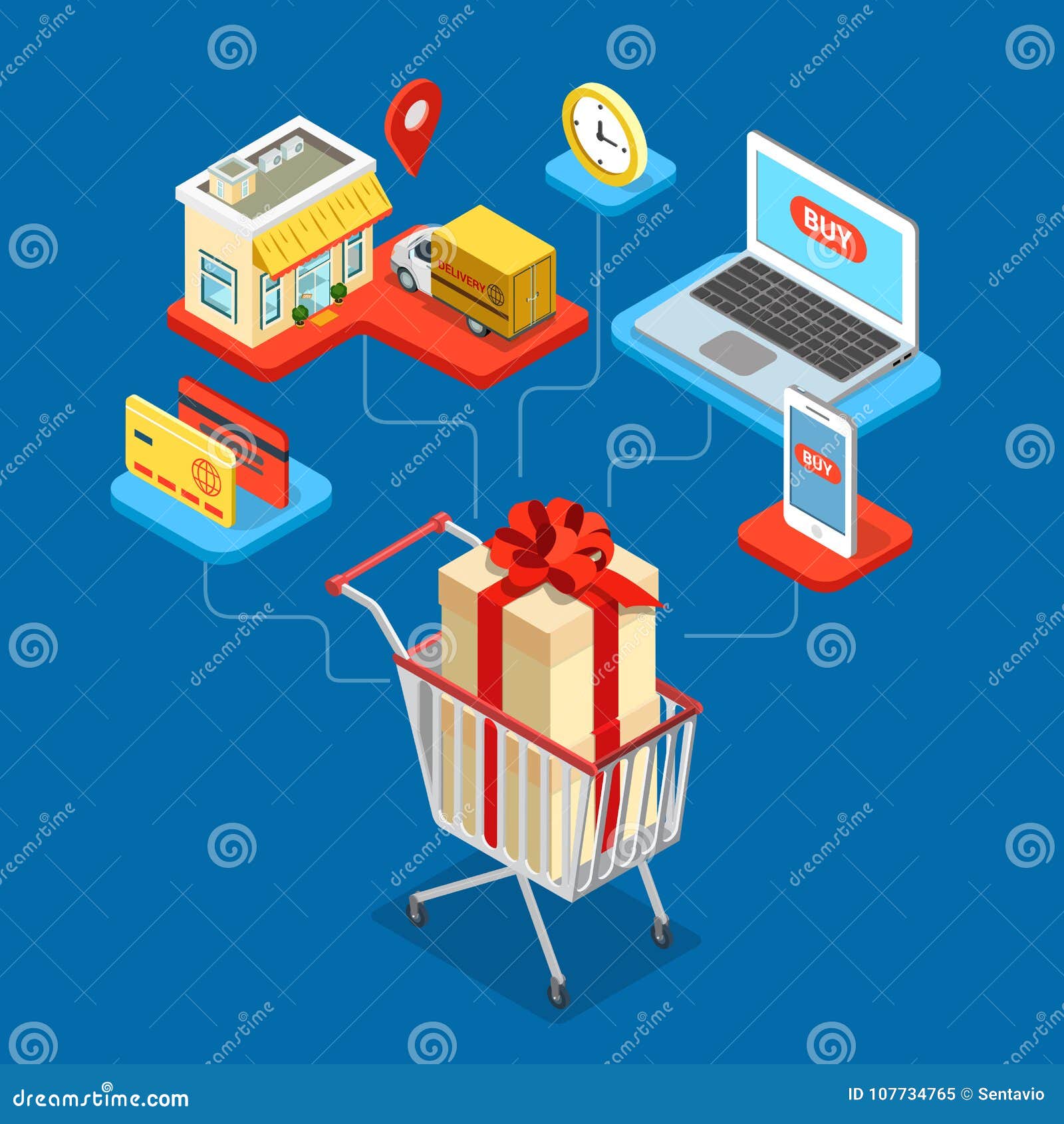 Online Shopping Flat 3d Isometric Concept I Stock Illustration ... Online Shopping Flat 3d Isometric Concept I Stock Illustration ...