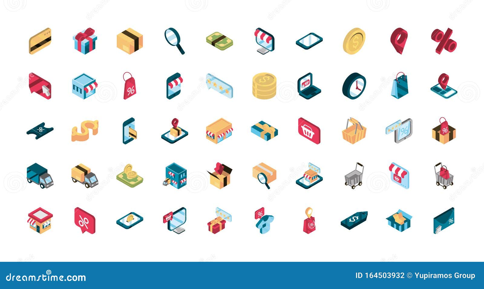 Online Shopping Isometric Icons Collection Stock Vector - Illustration ...
